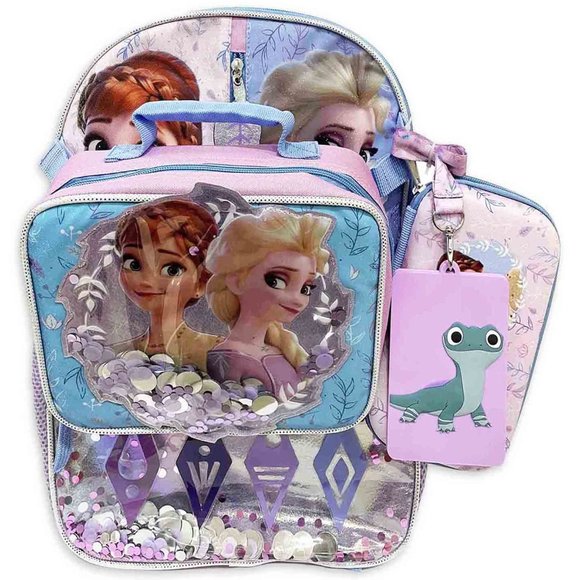 Disney | Accessories | Disney Frozen Girls Pink Backpack With Lunch Bag ...